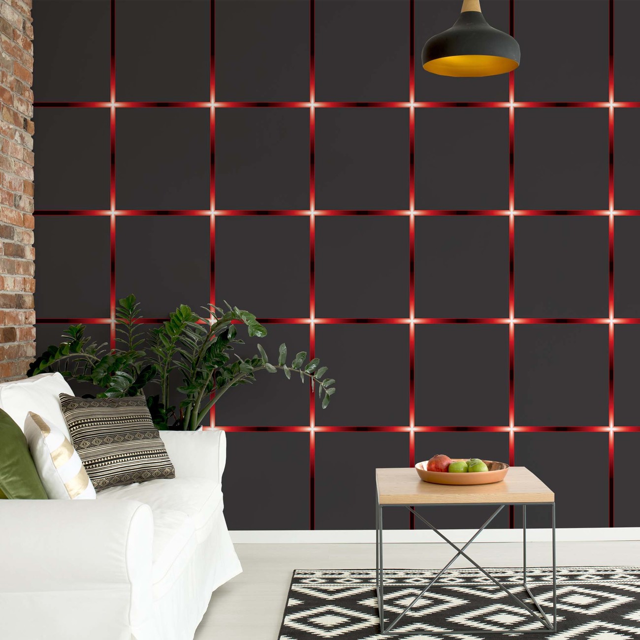 Modern Square Design Red Lights Wall Paper Mural | Buy at EuroPosters