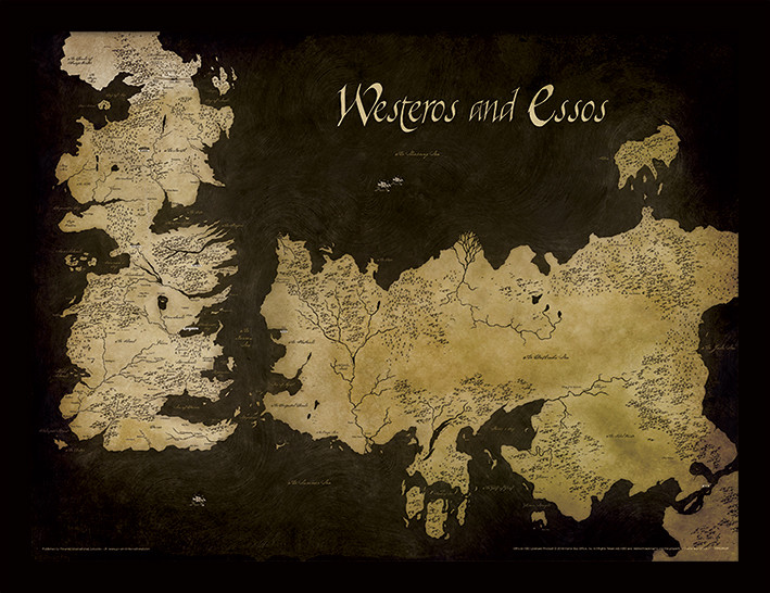 Game of Thrones - Westeros and Essos Antique Map Framed poster | Buy at ...
