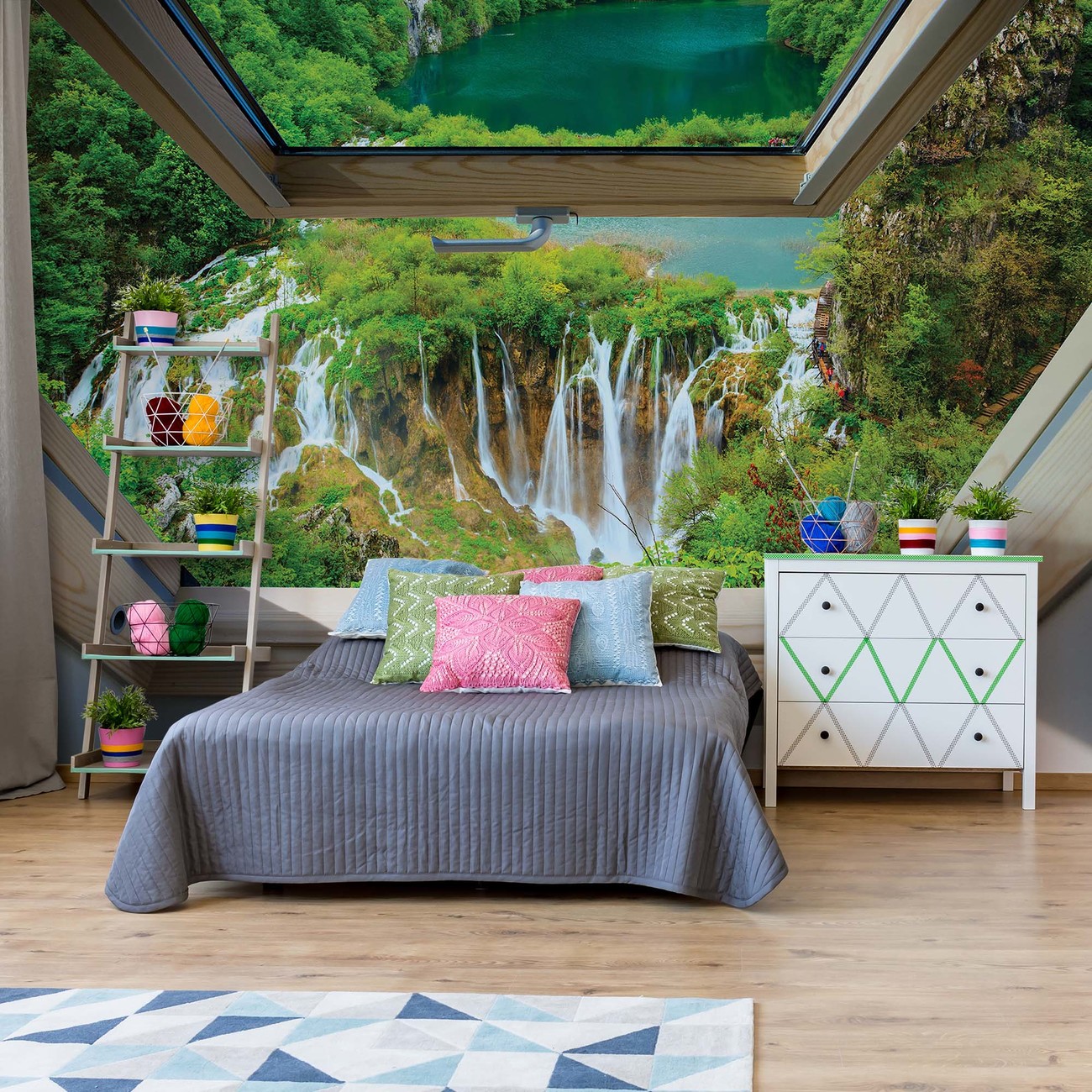 Waterfall Skylight Window View Wall Paper Mural | Buy at EuroPosters