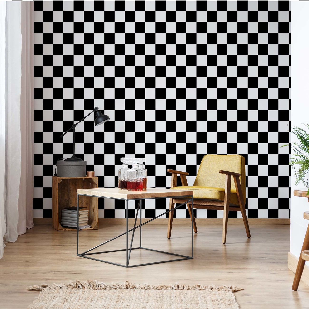 Black And White Checkered Pattern Wall Paper Mural | Buy at EuroPosters
