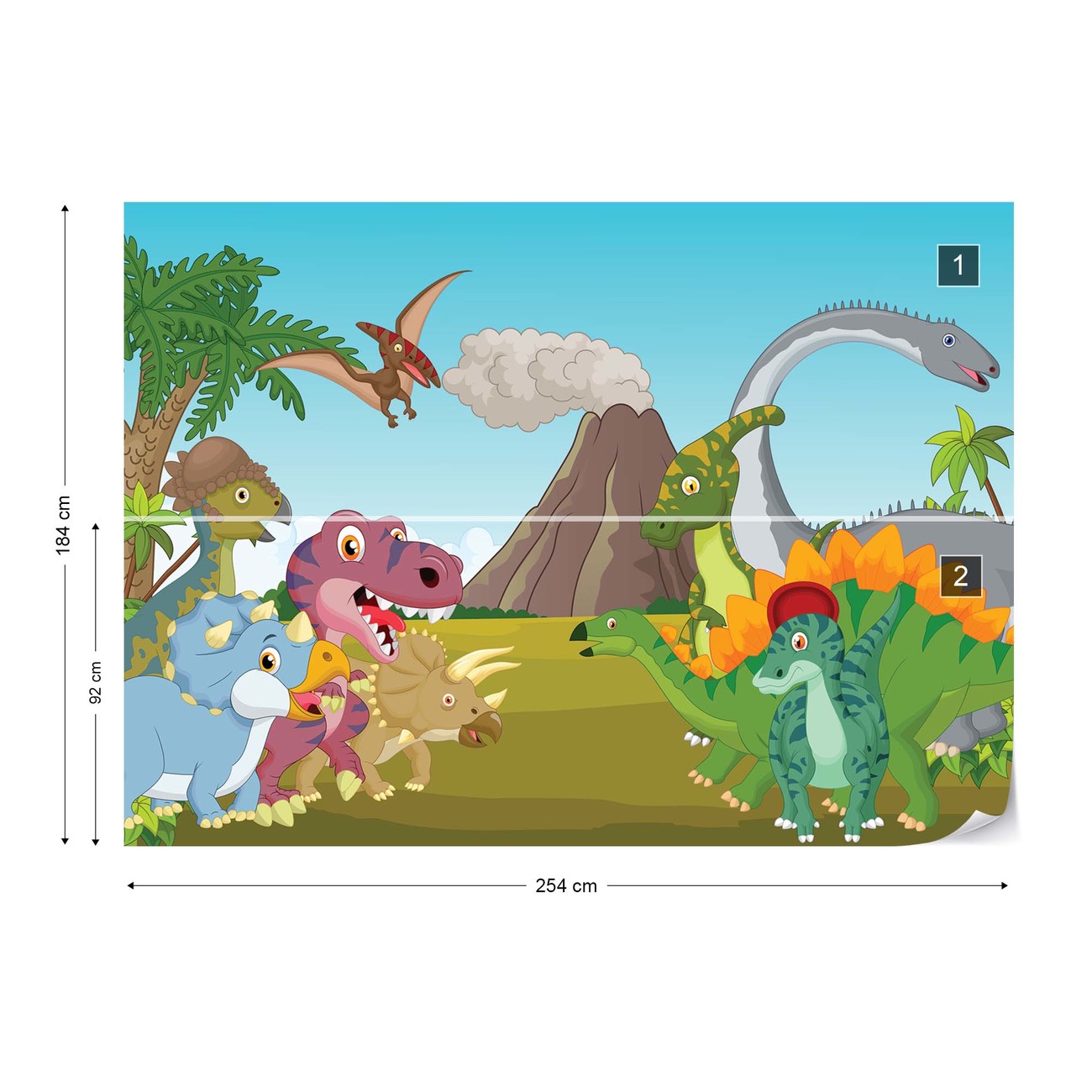 Cartoon Dinosaurs Wall Paper Mural | Buy at EuroPosters