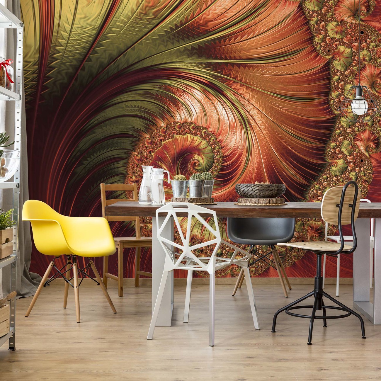 Red Modern Abstract Spiral Design Wall Paper Mural | Buy at EuroPosters
