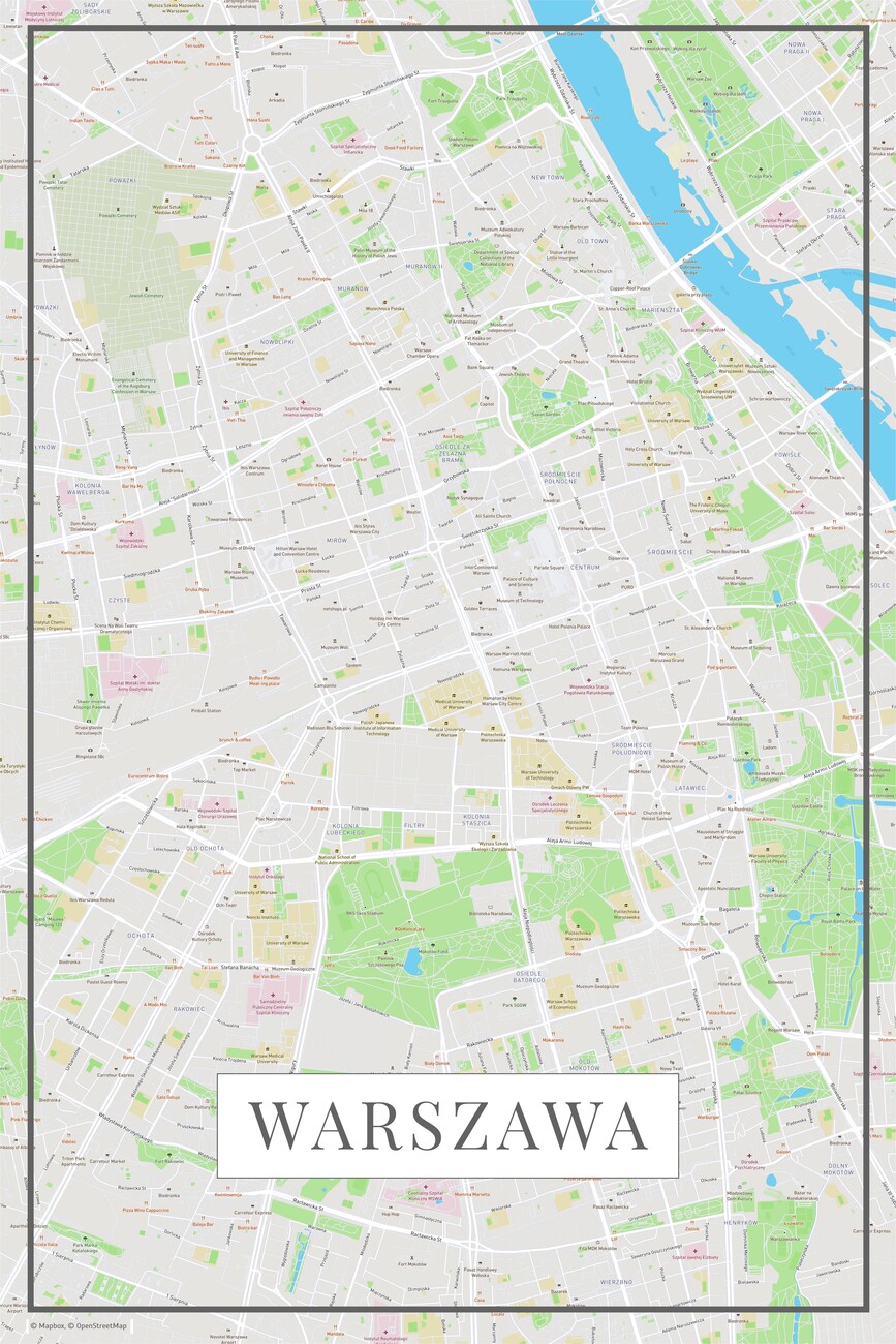 Warsaw European Map Warsaw Street Map, Poland Map, Europe City Map