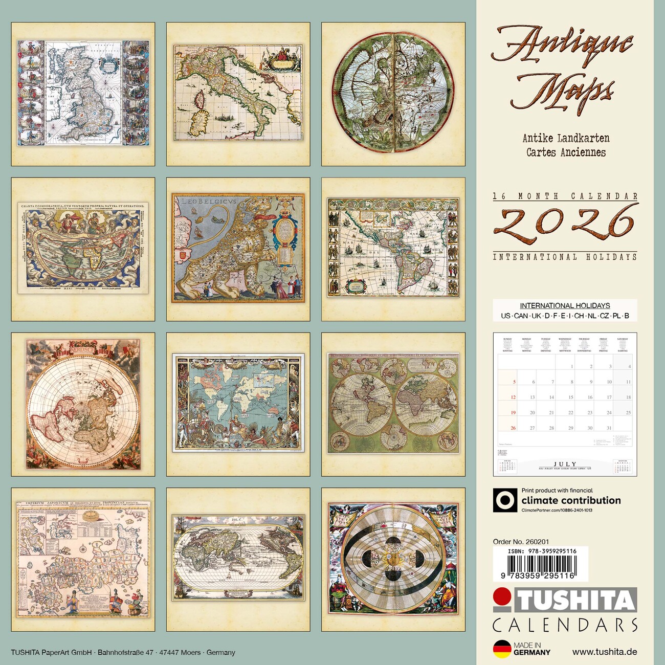 Antique Maps - Calendários de parede 2026 | Compre em Europosters