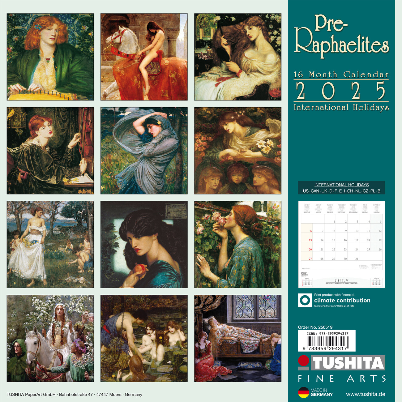 Pre-Raphaelites - Wall Calendars 2025 | Buy at Europosters