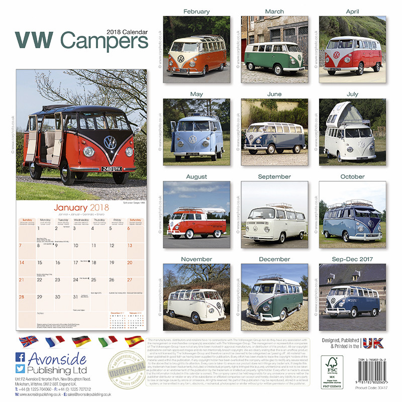 VW Campers - Wall Calendars 2018 | Buy at Europosters