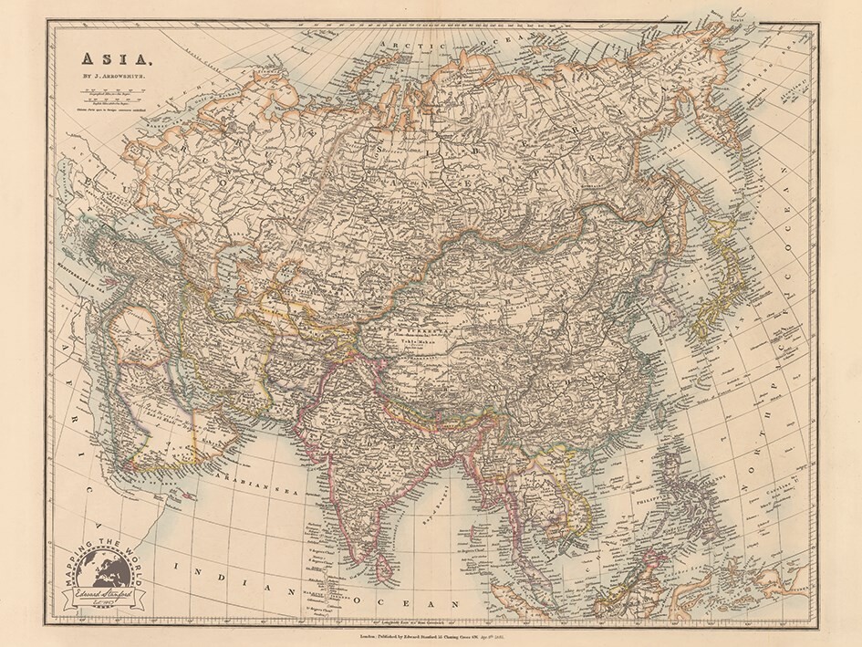 Canvas Wall Art Stanfords - Folio Asia Map | Canvas Prints | Europosters