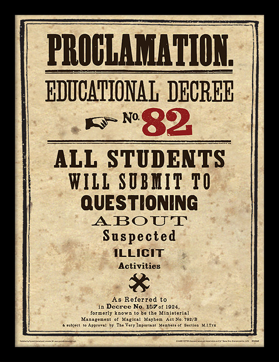 Harry Potter - Educational Decree No. 82 Framed poster | Buy at Europosters