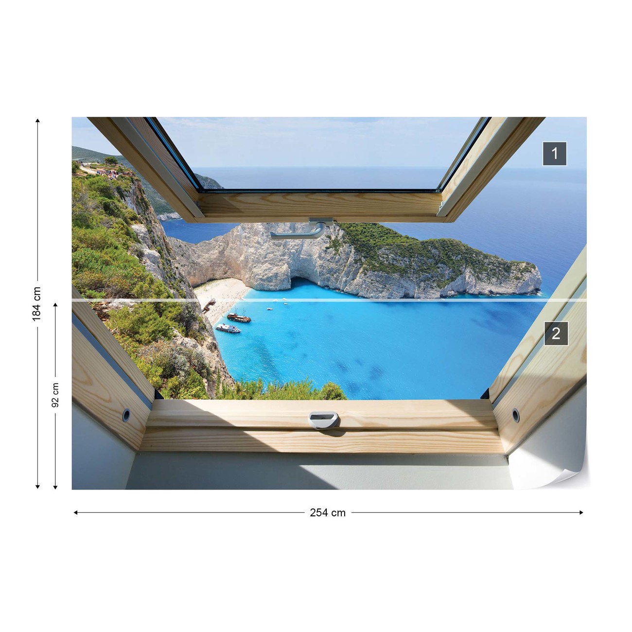 Greek Island Skylight Window View Wall Mural | Buy online at Europosters