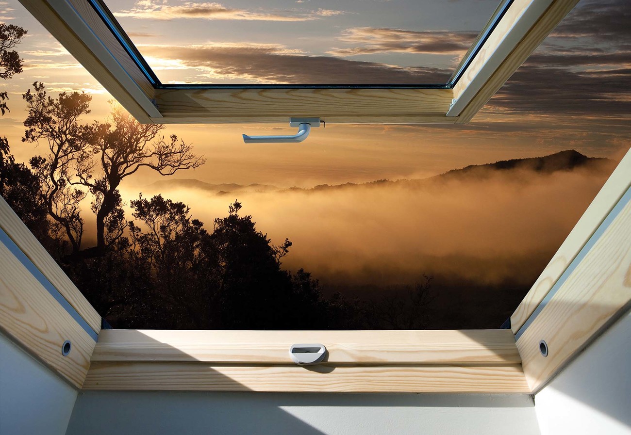 Mountain Skylight Window View Wall Mural | Buy online at Europosters