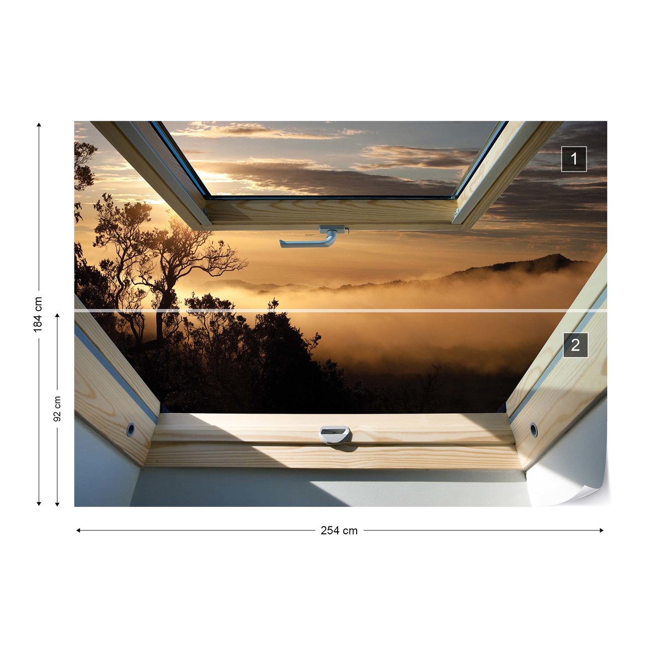 Mountain Skylight Window View Wall Mural | Buy online at Europosters