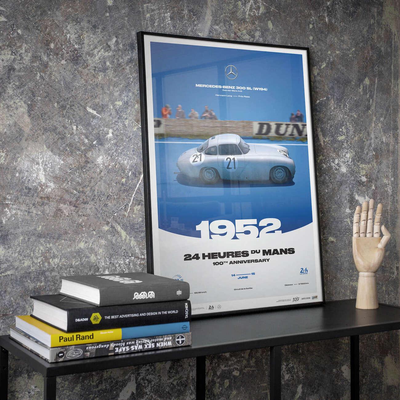 Art Print Mercedes 300 SL - 24h Le Mans - 100th Anniversary - 1952 ...
