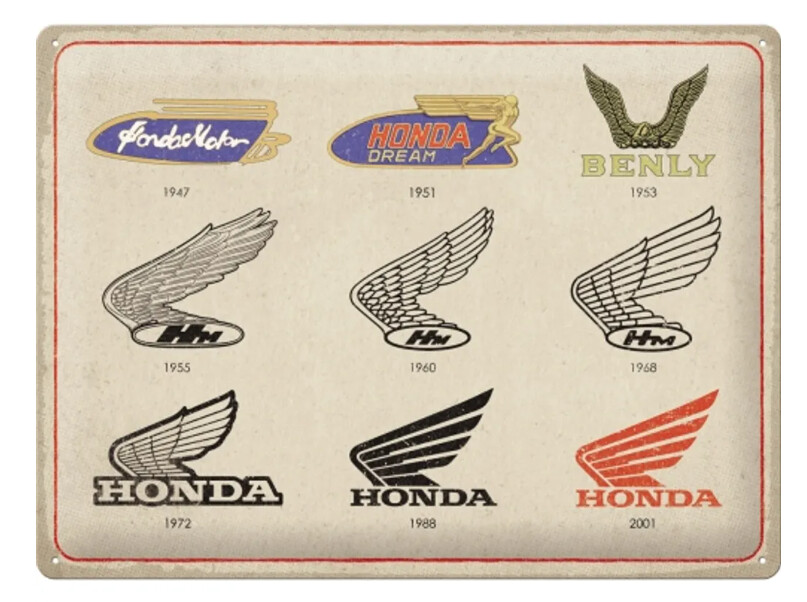 Honda Logo Evolution | Collectible retro metal signs for your wall