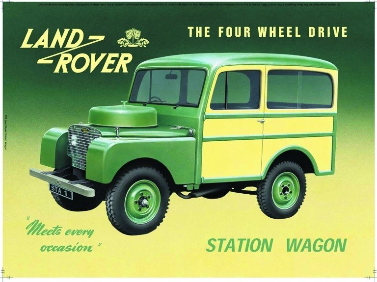 Land Rover station wagon | Collectible retro metal signs for your wall