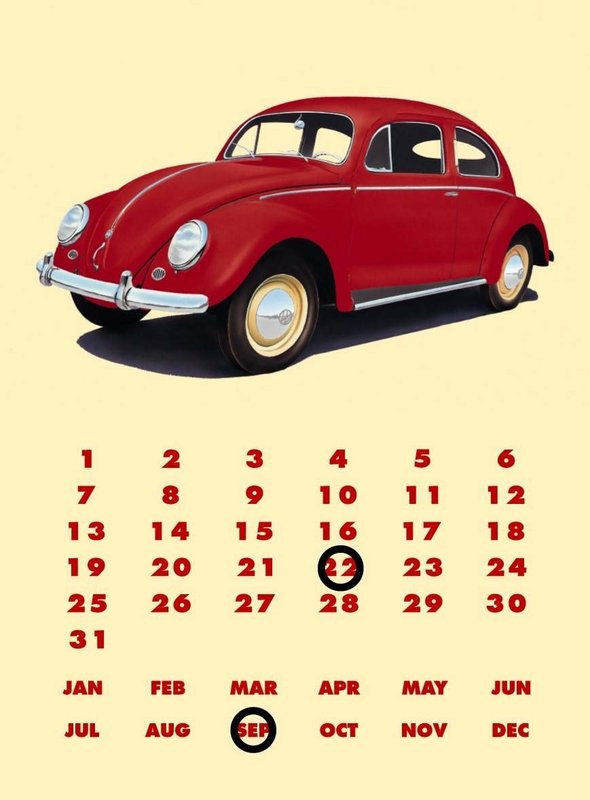 VW BEETLE CALENDAR | Collectible retro metal signs for your wall