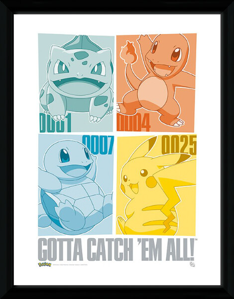 Poster emoldurado Pokemon - Pikachu & Kanto Starters | Posters, quadros ...