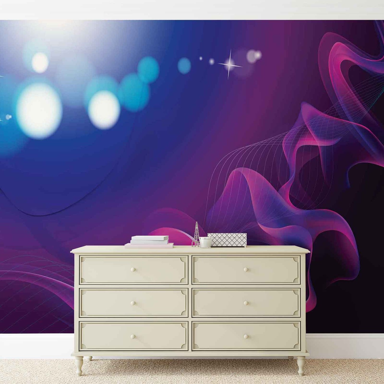 Abstract Light Pattern Blue Purple Wall Paper Mural | Buy at EuroPosters