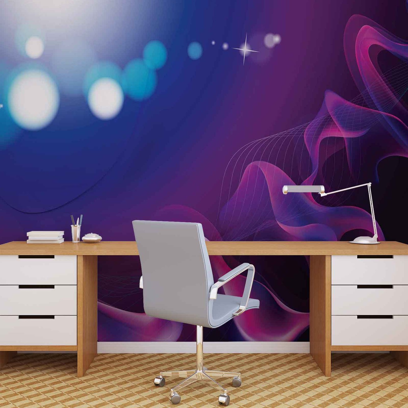 Abstract Light Pattern Blue Purple Wall Paper Mural | Buy at EuroPosters