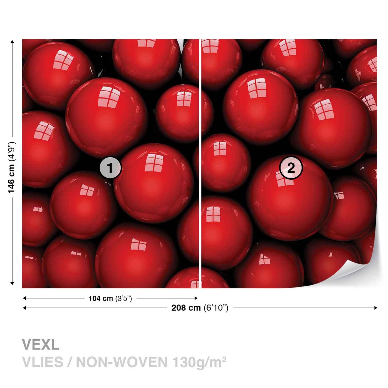 Abstract Modern Red Balls Wall Paper Mural | Buy at EuroPosters
