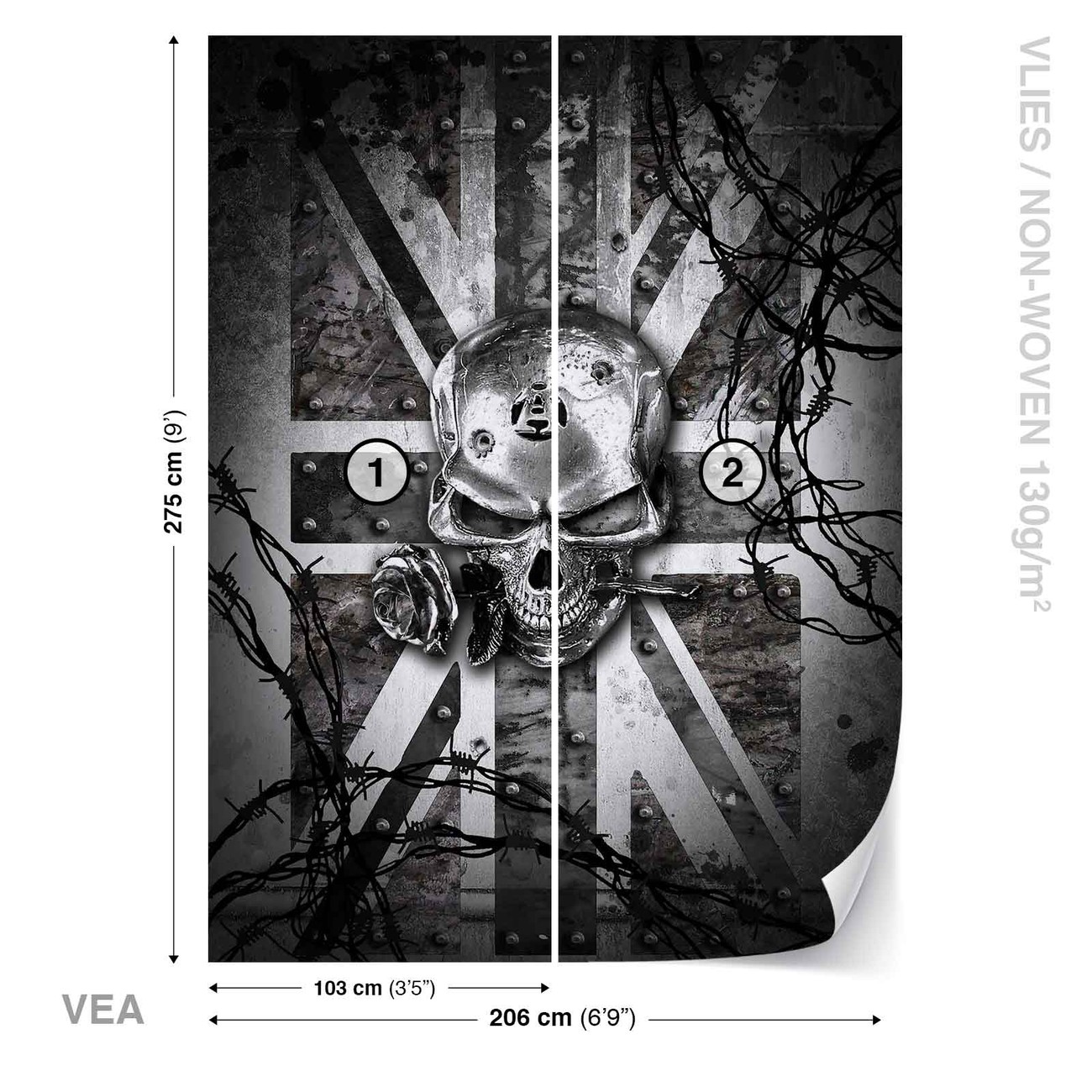 Alchemy Skull Union Jack Tattoo Wall Paper Mural | Buy at EuroPosters