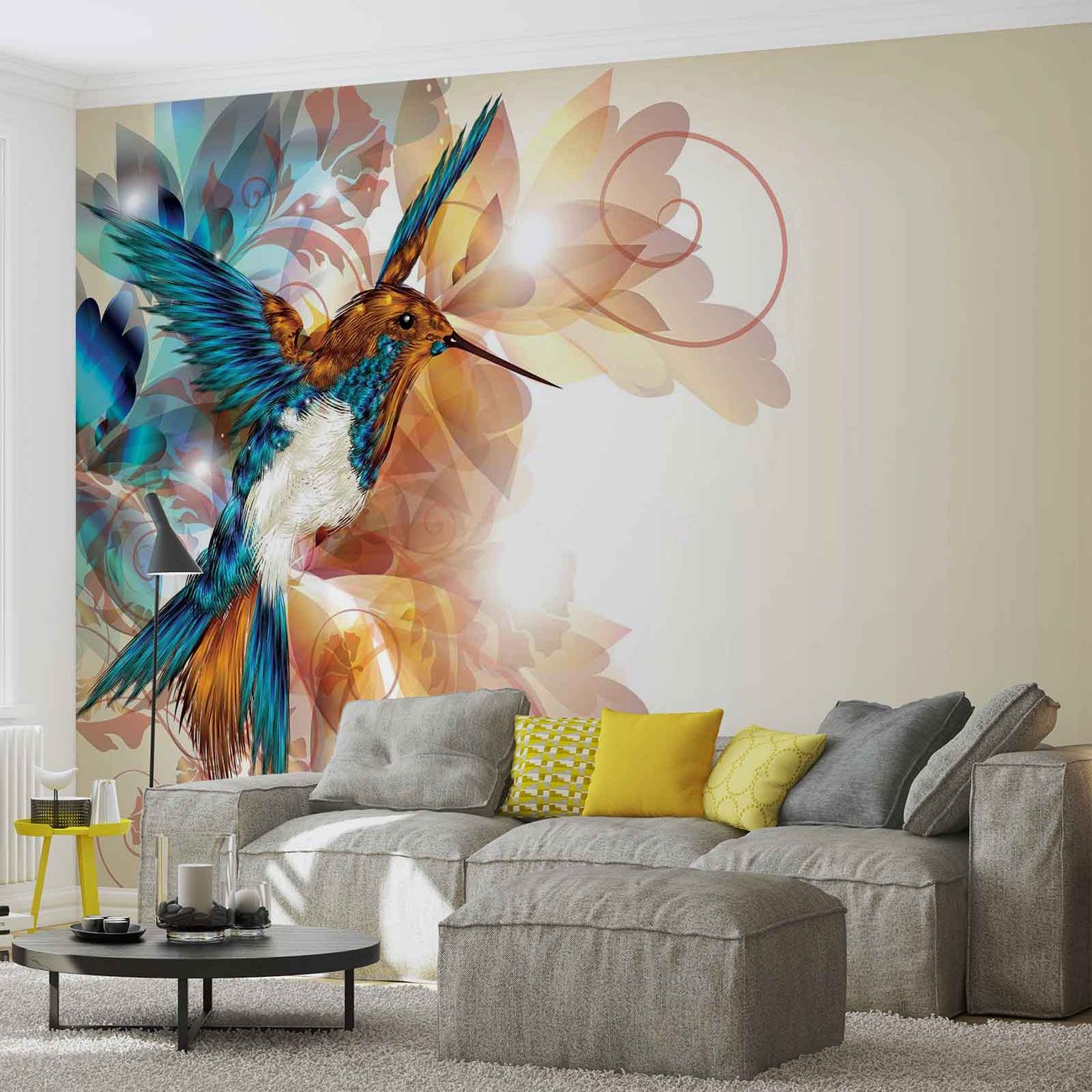 Birds Hummingbirds Flowers Abstract Wall Paper Mural | Buy at EuroPosters