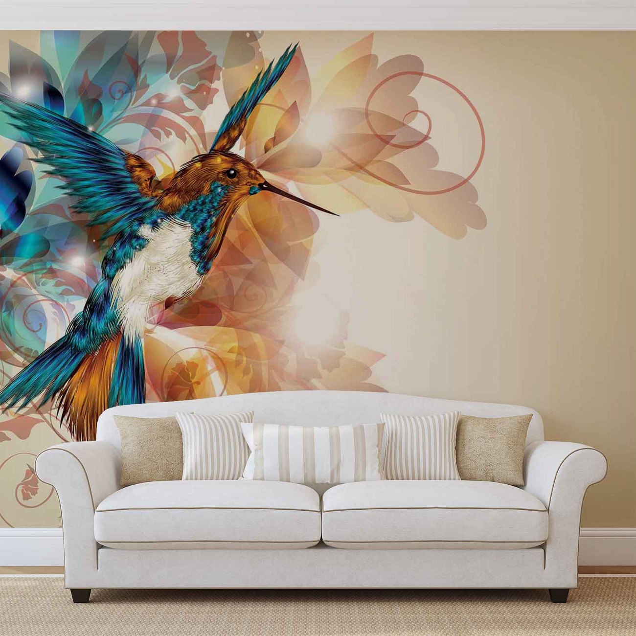 Birds Hummingbirds Flowers Abstract Wall Paper Mural | Buy at EuroPosters
