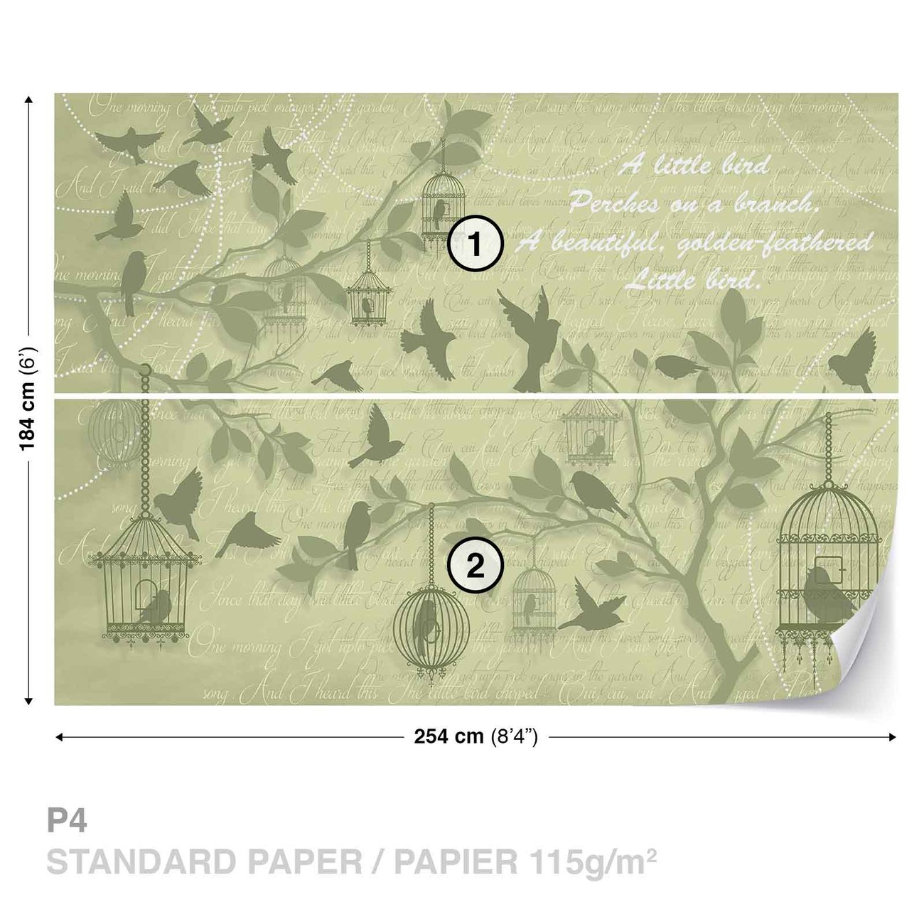Birds Trees Green Wall Paper Mural | Buy at EuroPosters