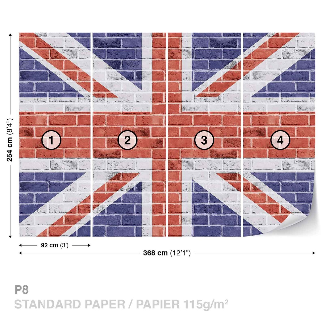 Brick Wall Union Jack Wall Paper Mural | Buy at EuroPosters