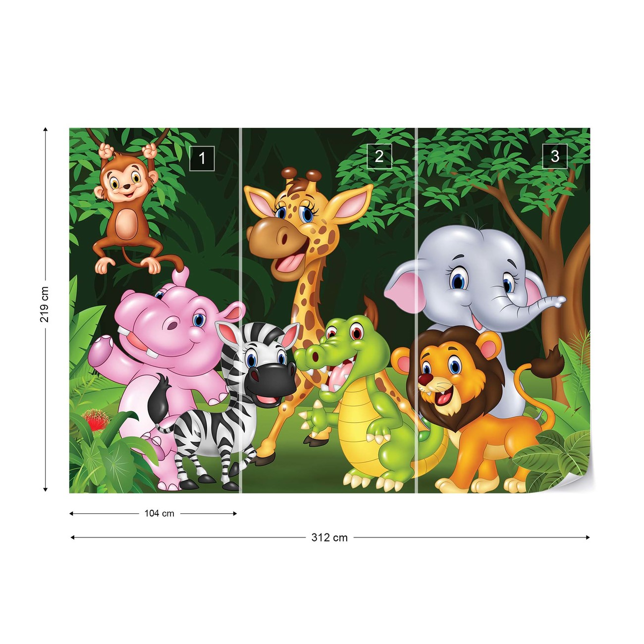 Cartoon Animals Wall Paper Mural | Buy at EuroPosters