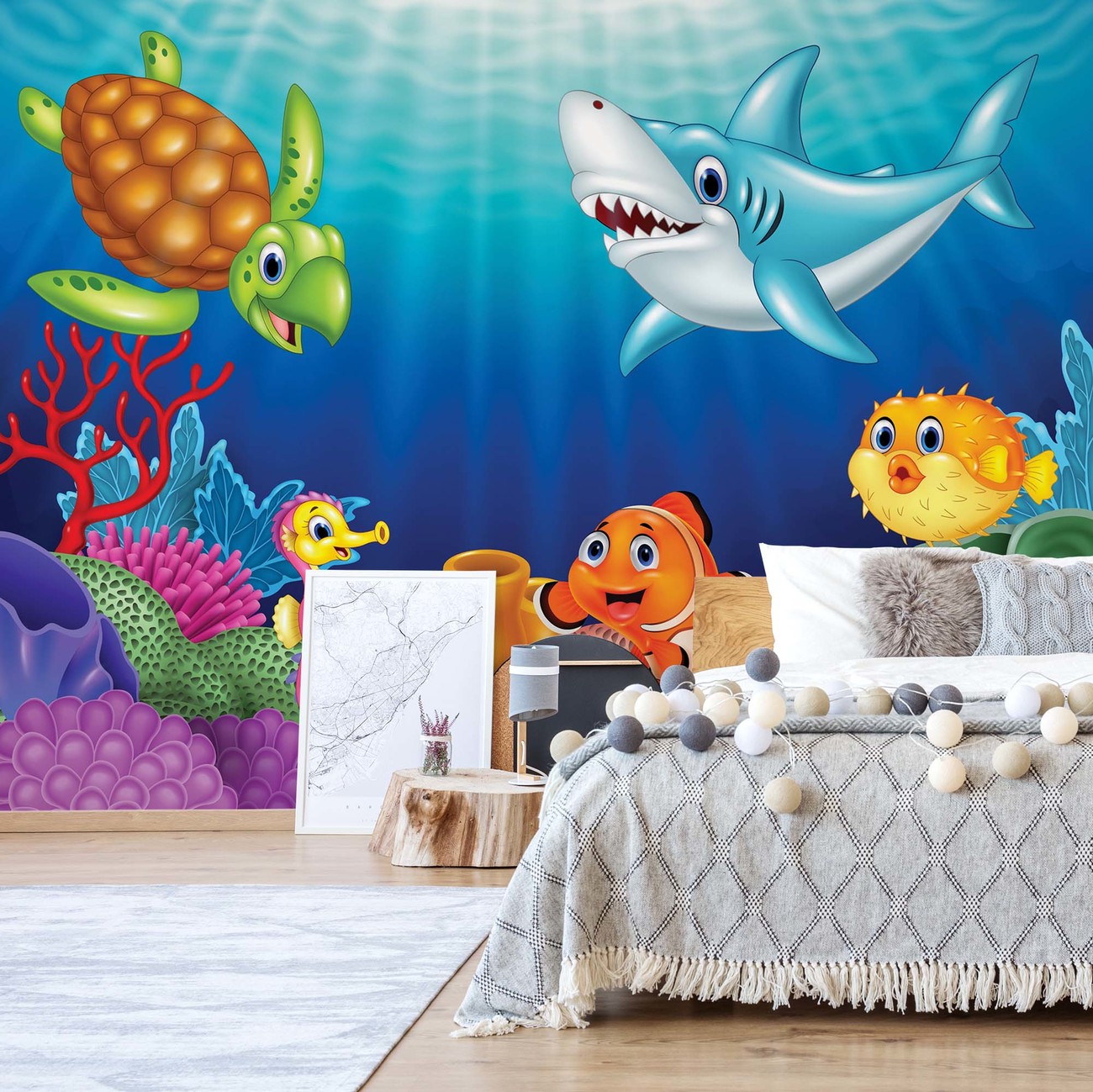 Cartoon Sea Creatures Wall Paper Mural | Buy at EuroPosters