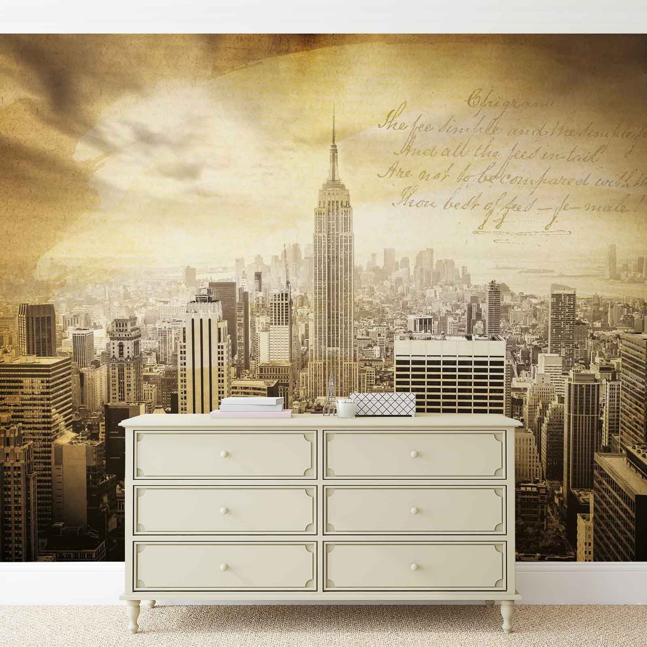 City New York Vintage Sepia Wall Paper Mural | Buy at EuroPosters
