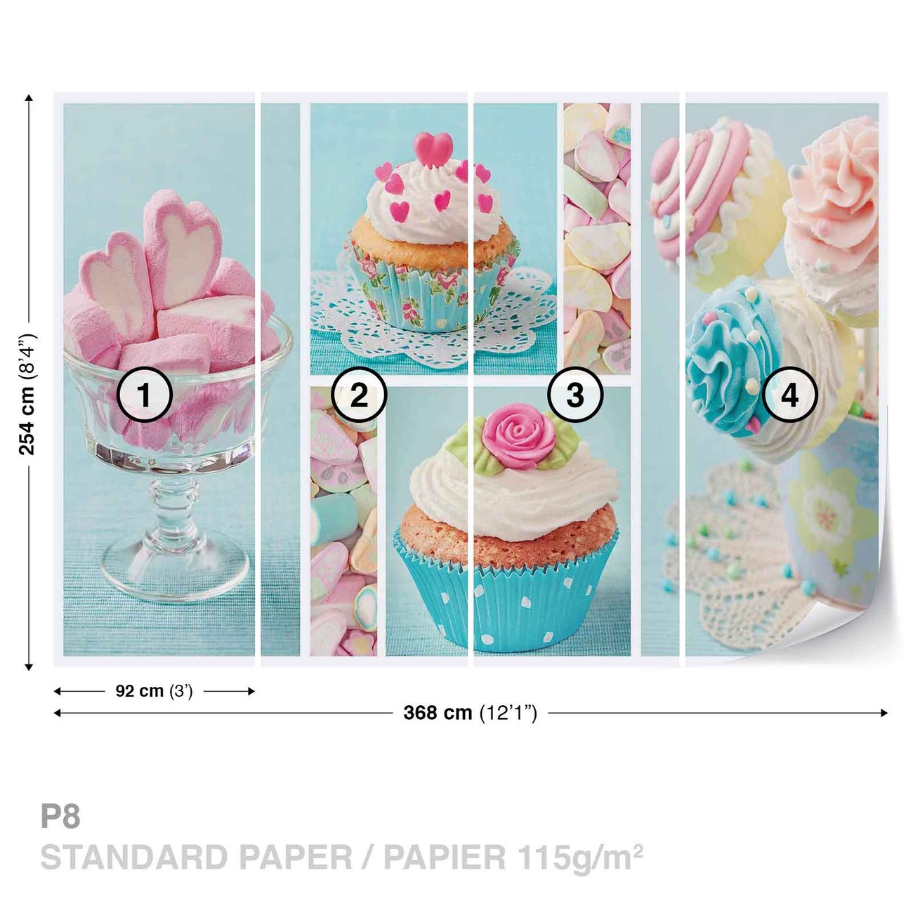 Cupcakes Wall Paper Mural | Buy at EuroPosters
