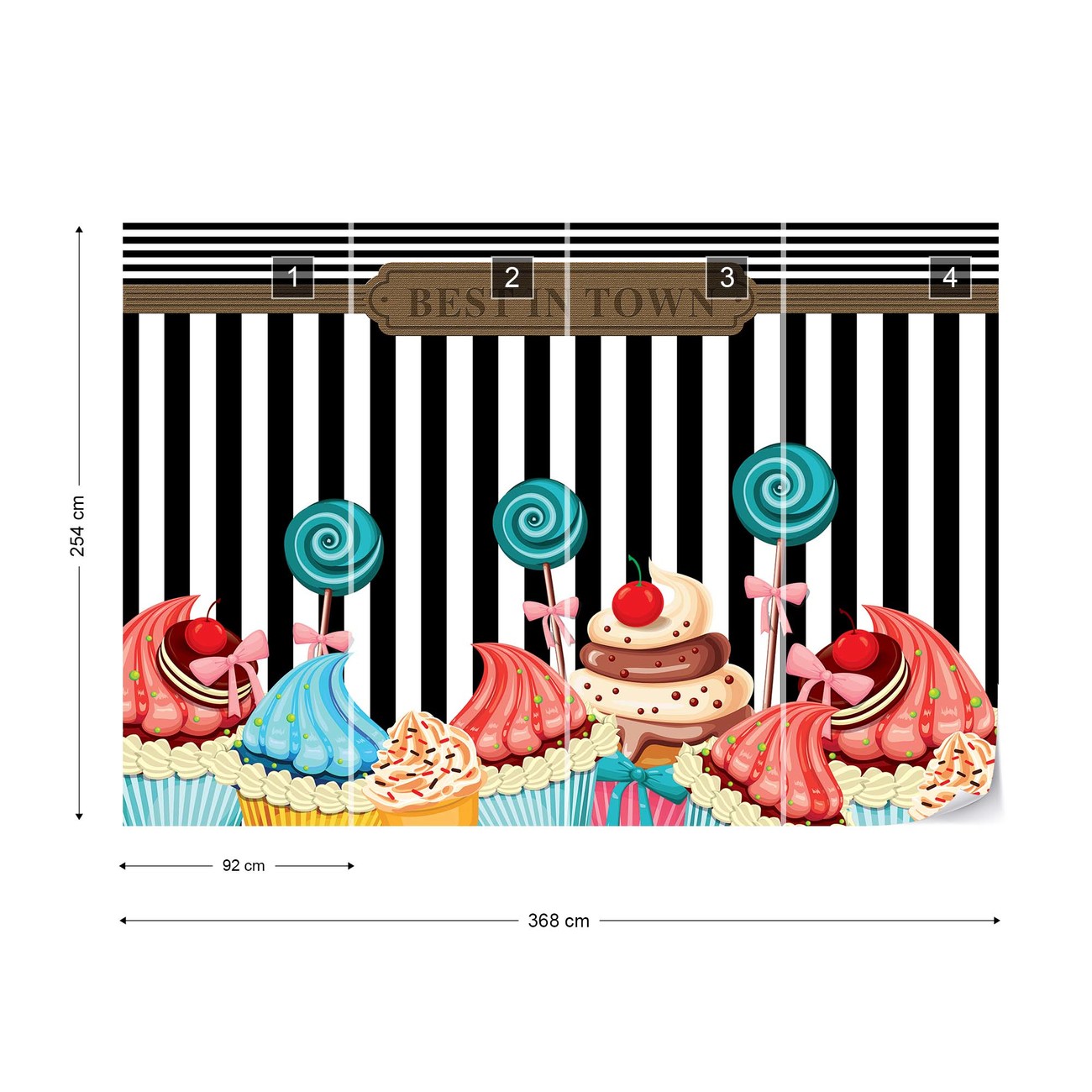 Cupcakes Retro Wall Paper Mural | Buy at EuroPosters