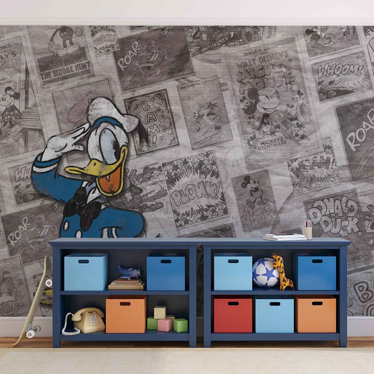 Disney Donal Duck Newsprint Vintage Wall Paper Mural | Buy at EuroPosters