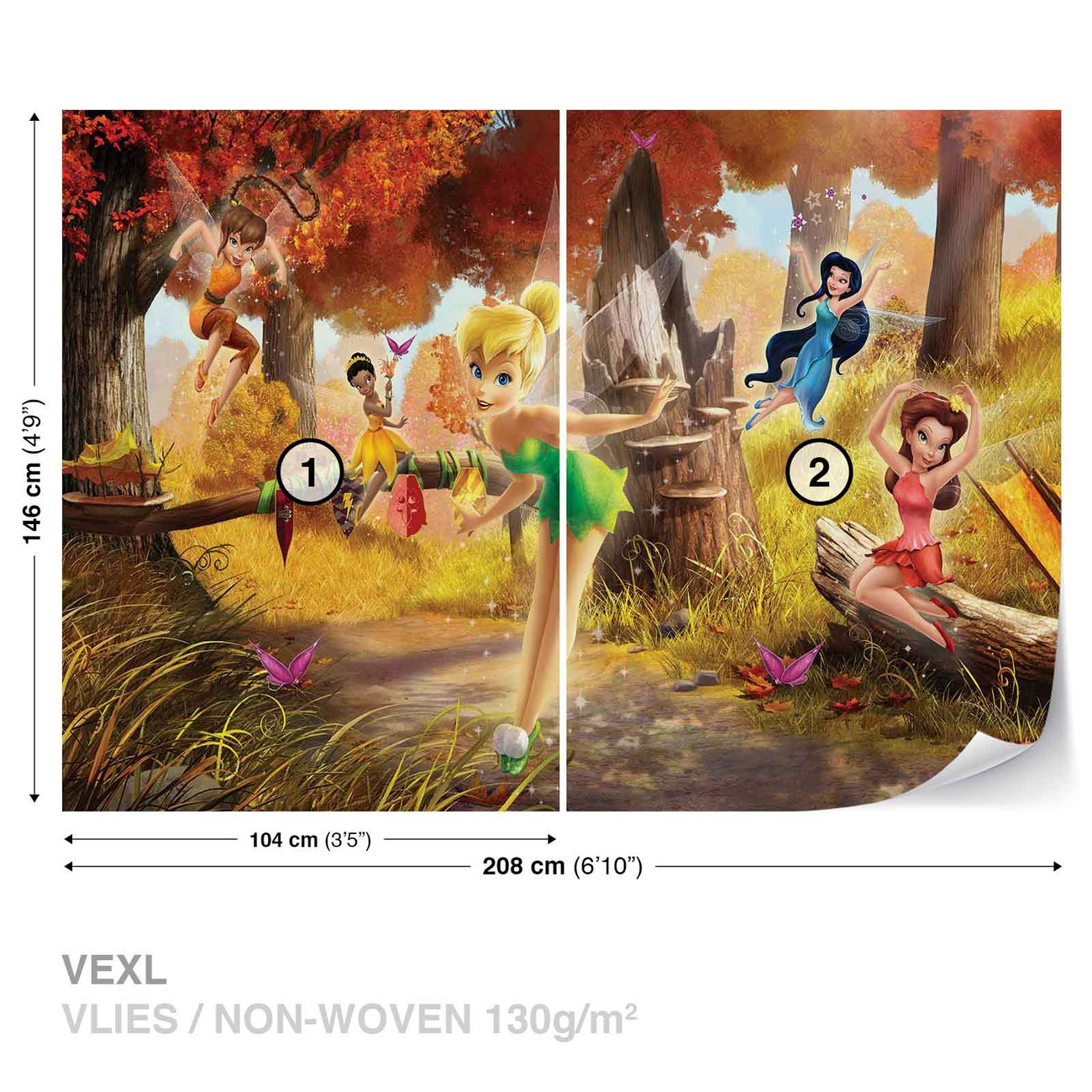 Disney Fairies Tinker Bell Rosetta Klara Wall Paper Mural | Buy at ...