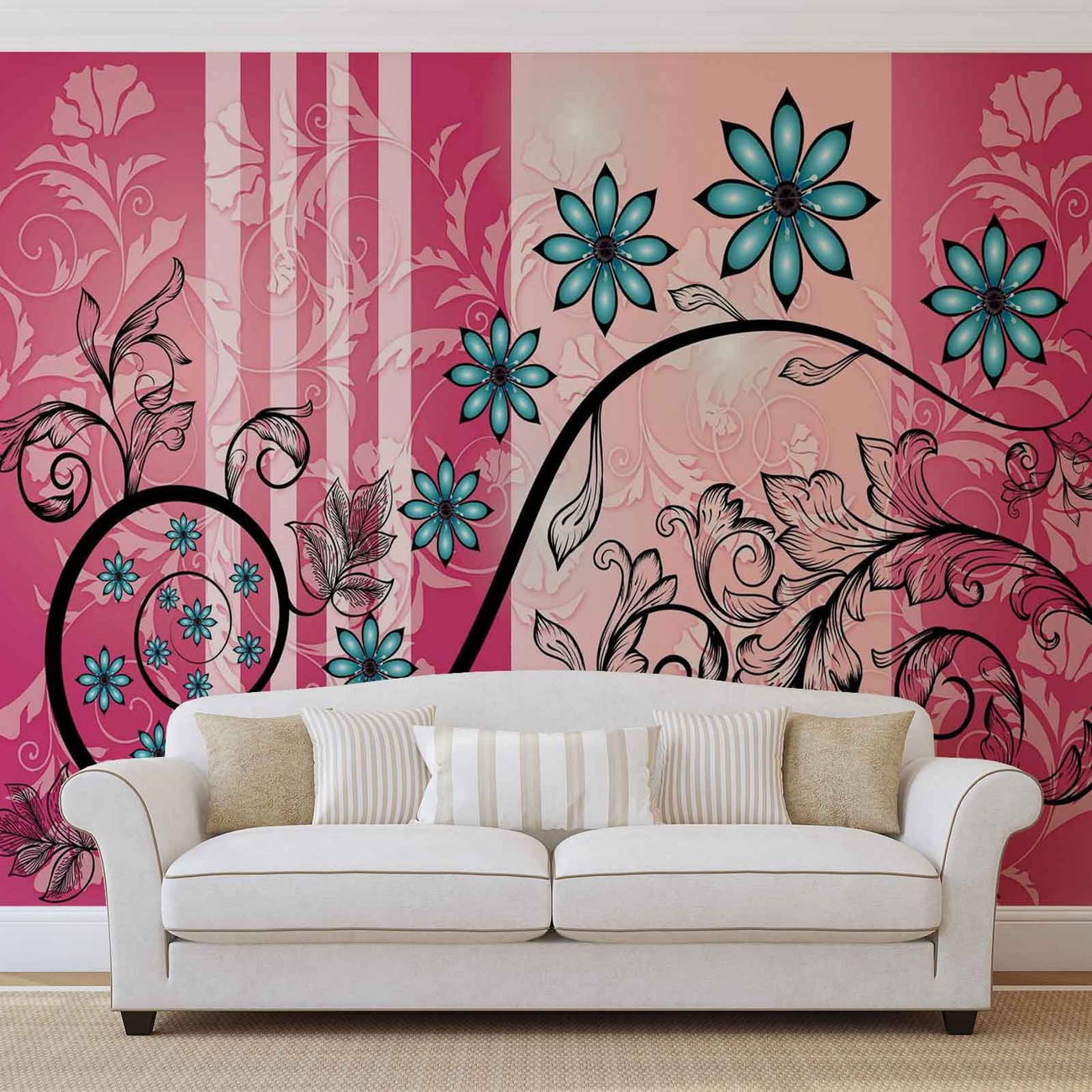 Flowers Floral Pattern Wall Paper Mural | Buy at EuroPosters