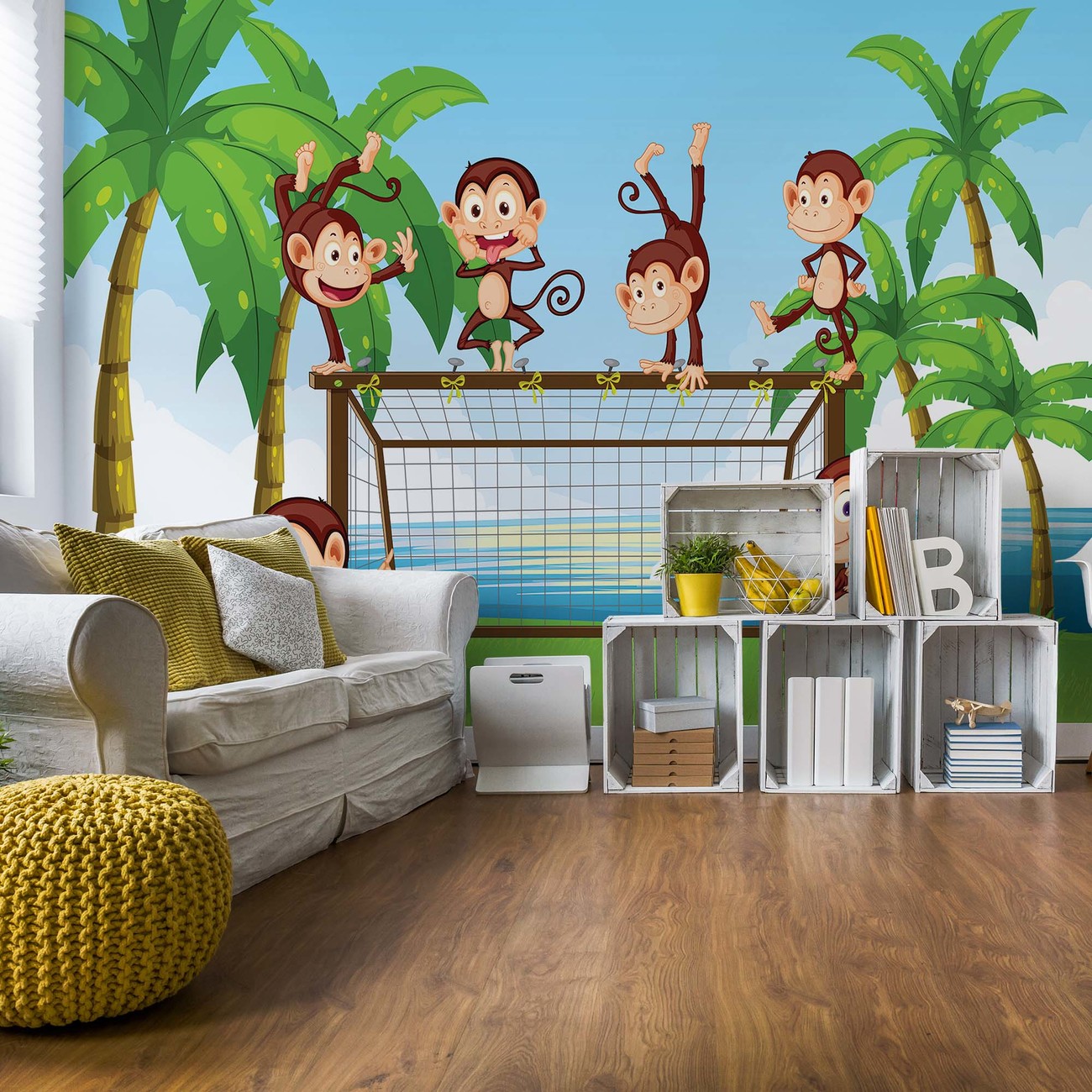Football Monkeys Cartoon Wall Paper Mural | Buy at EuroPosters