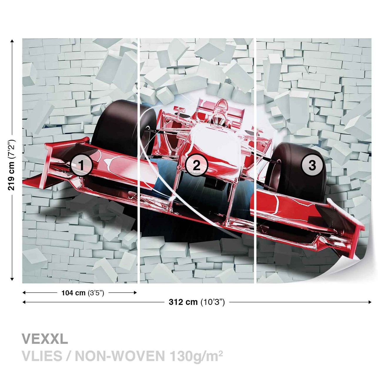 Formula 1 Racing Car Bricks Wall Paper Mural | Buy at EuroPosters