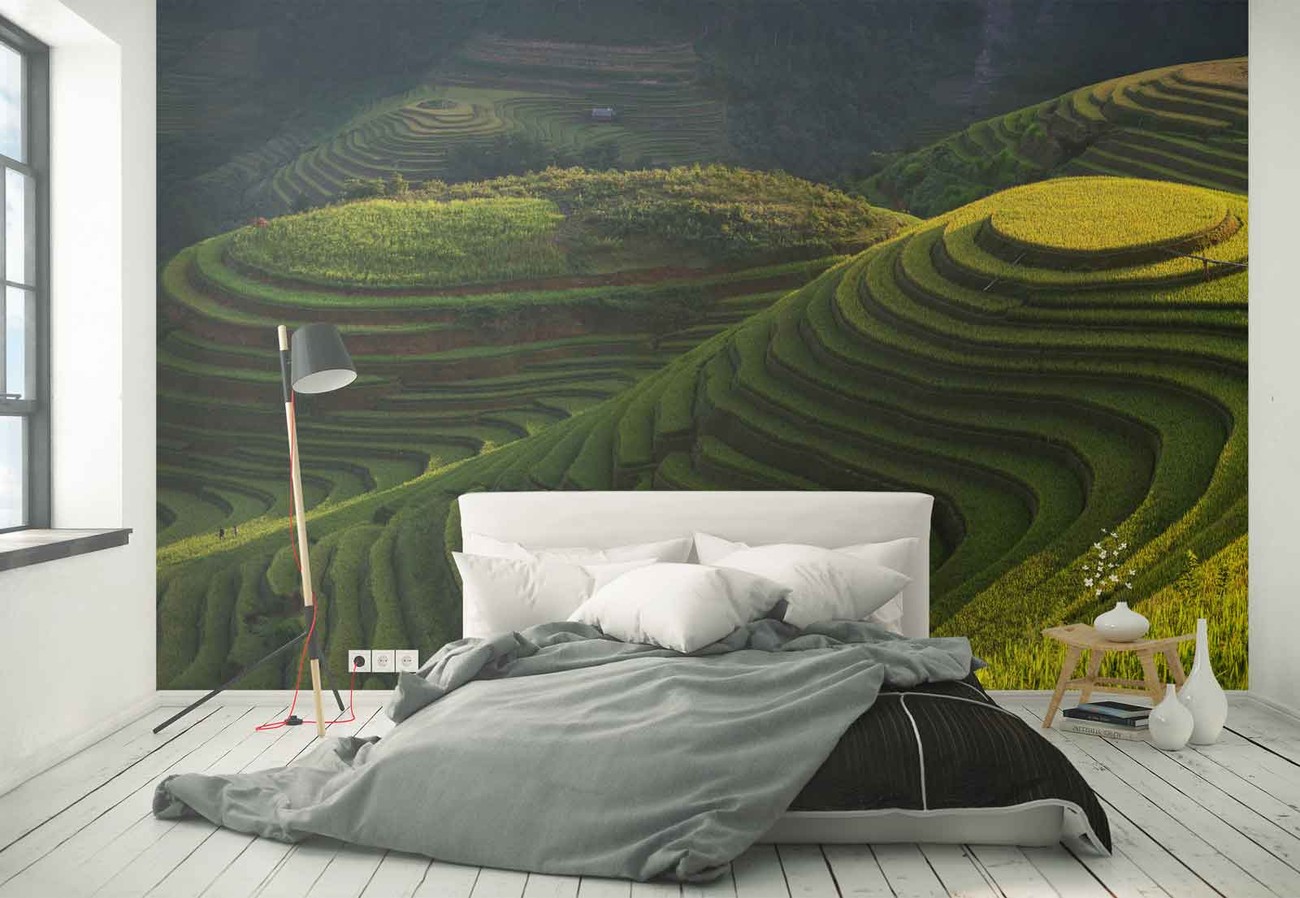 Gold Rice Terrace Wall Paper Mural | Buy at EuroPosters