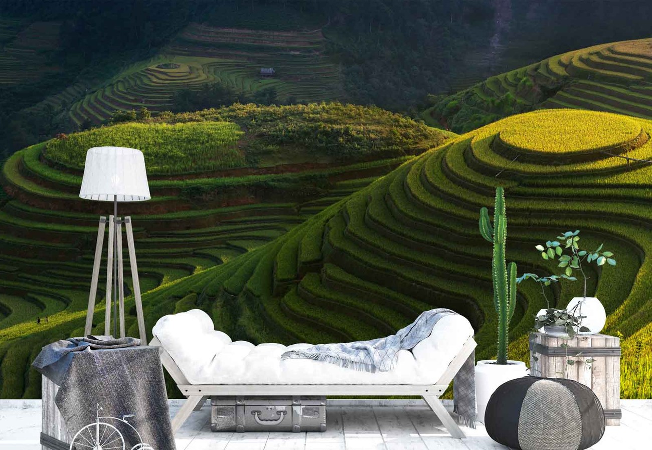 Gold Rice Terrace Wall Paper Mural | Buy at EuroPosters