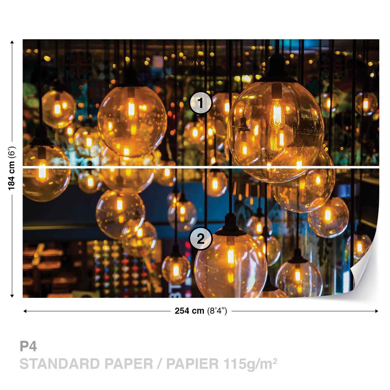 Light Bulbs Vintage Retro Wall Paper Mural | Buy at EuroPosters