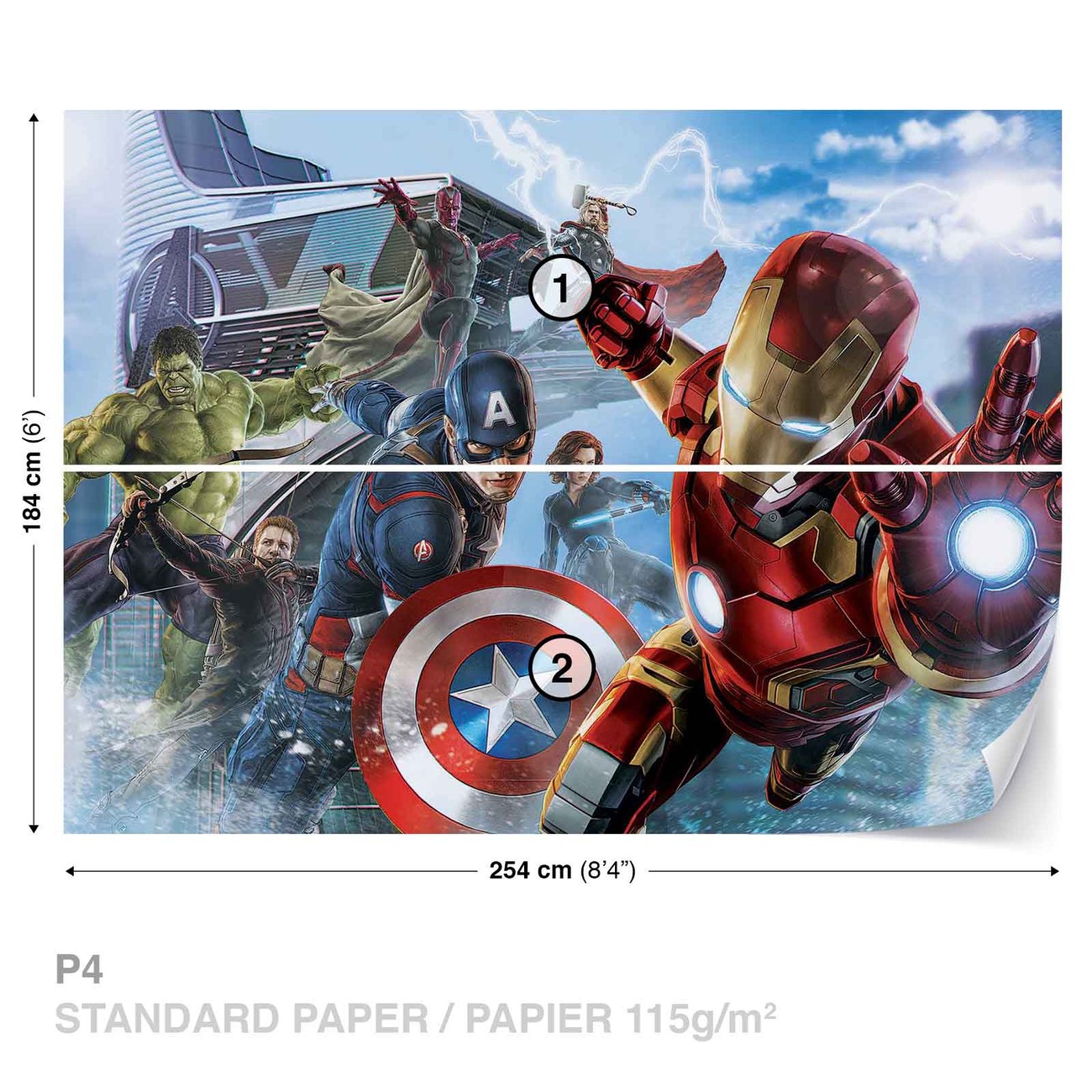 Marvel Avengers Team Wall Paper Mural | Buy at EuroPosters