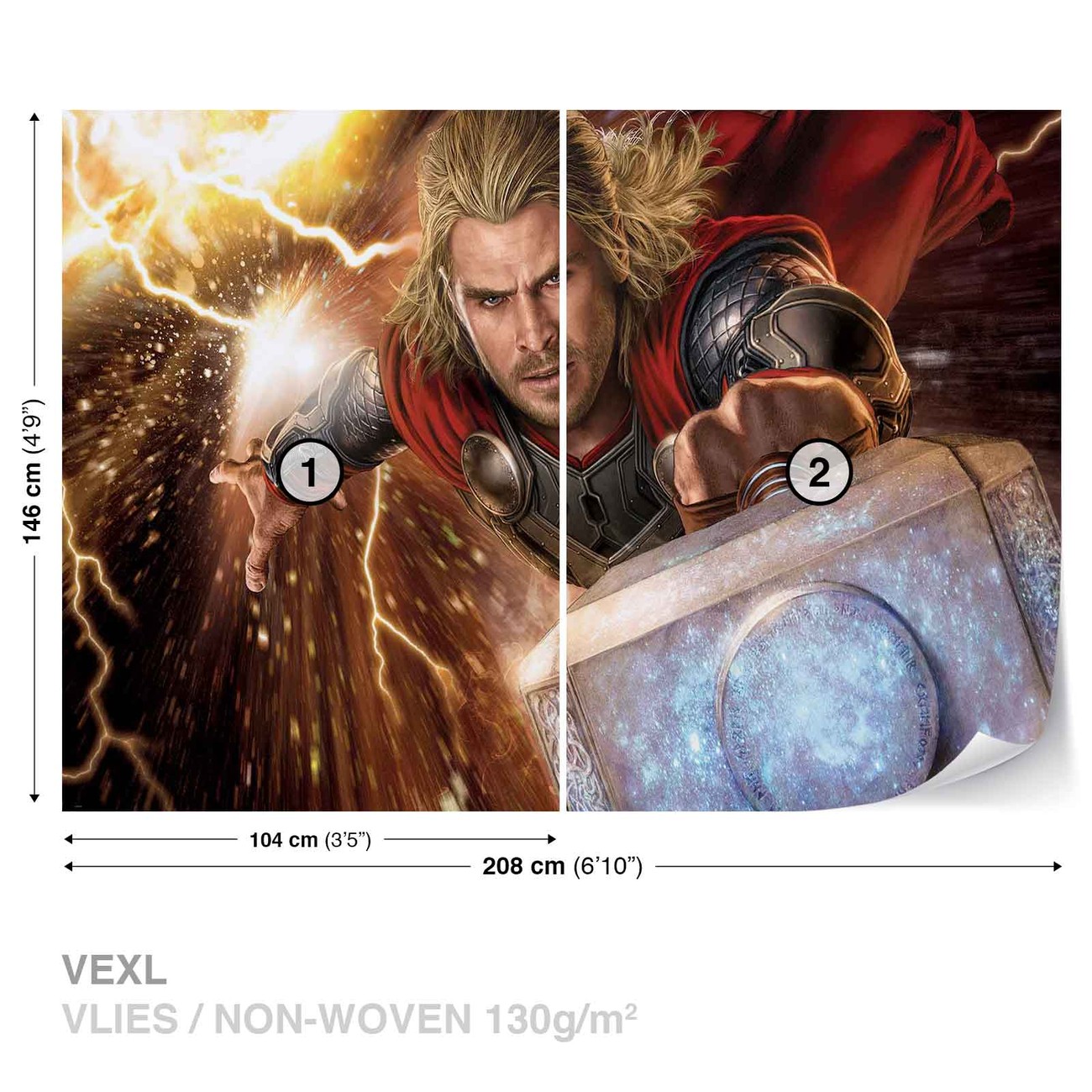 Marvel Avengers Thor Wall Paper Mural | Buy at EuroPosters