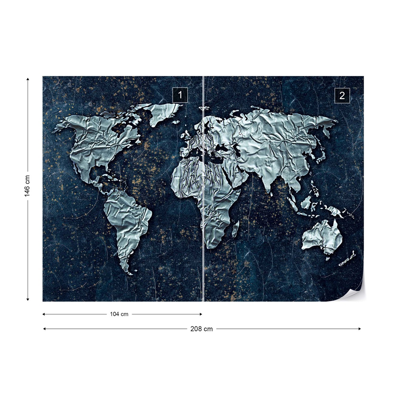 Modern 3D World Map Wall Paper Mural | Buy at EuroPosters