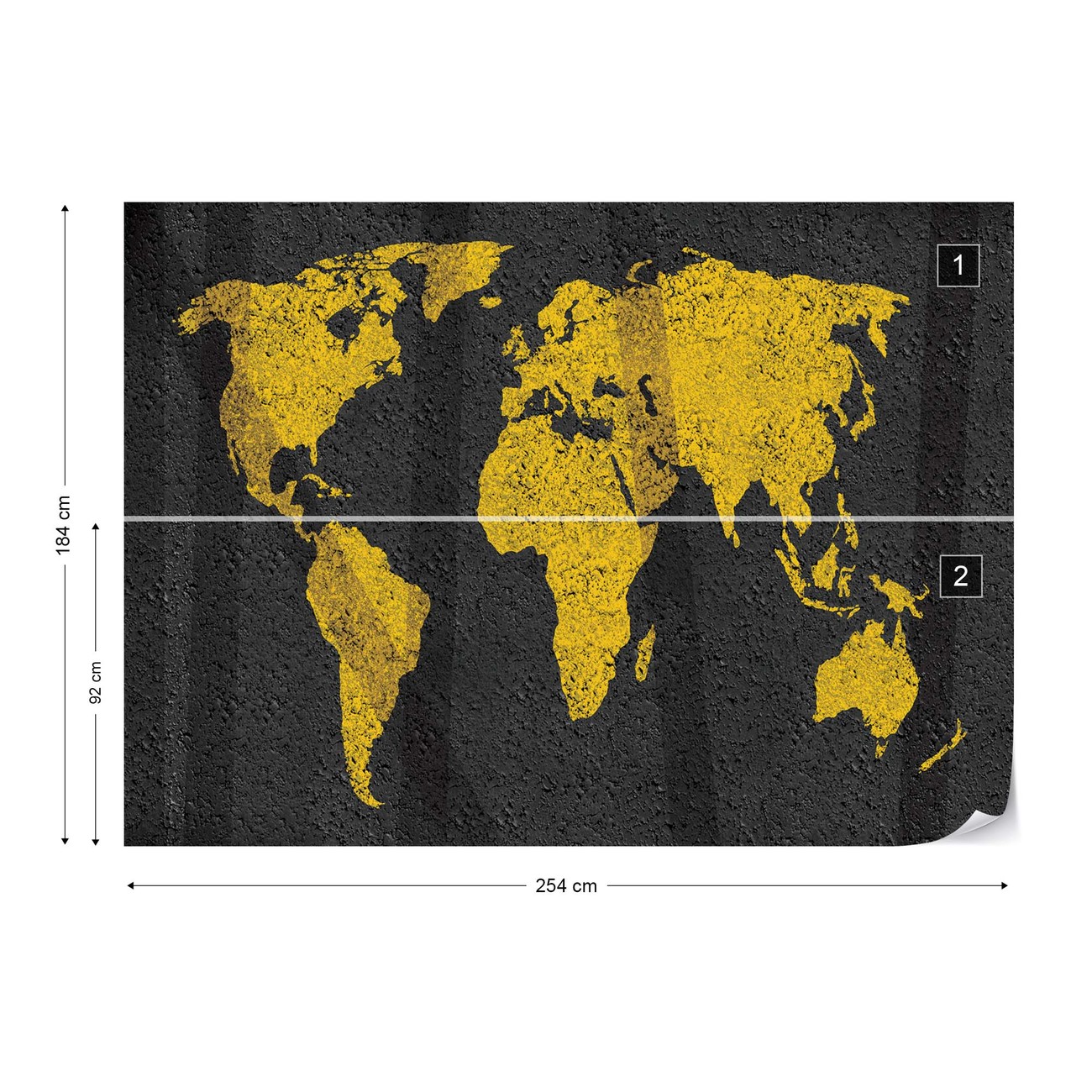 Modern World Map Grunge Texture Wall Paper Mural | Buy at EuroPosters