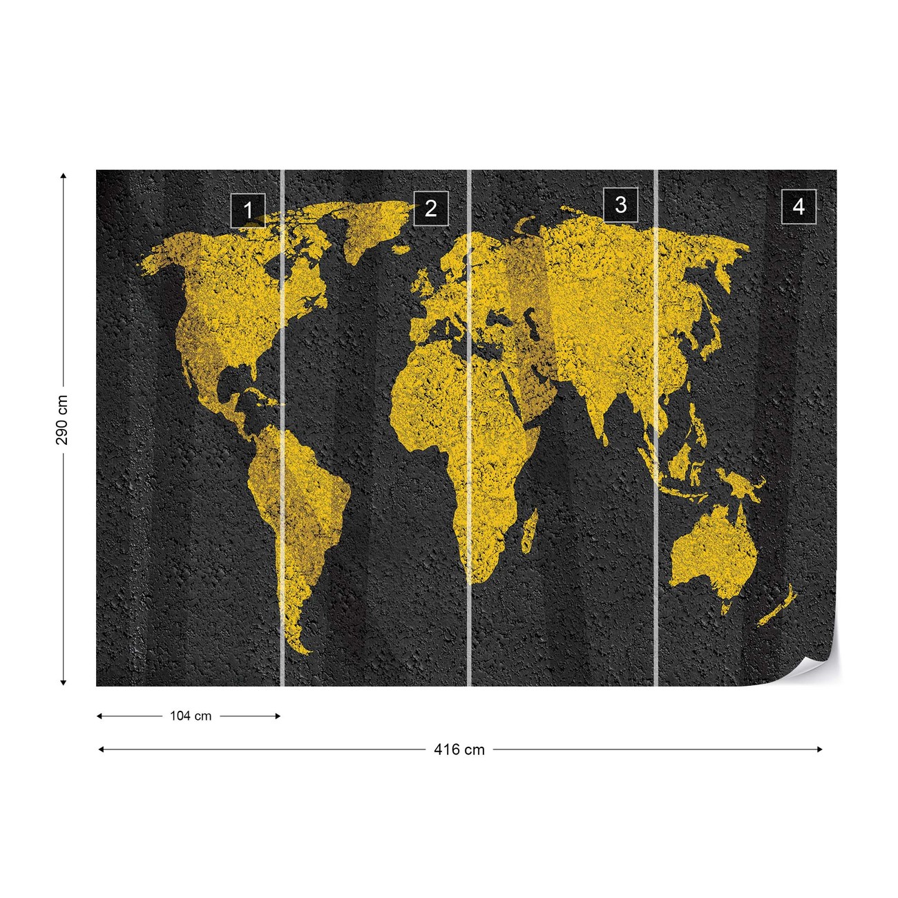 Modern World Map Grunge Texture Wall Paper Mural | Buy at EuroPosters