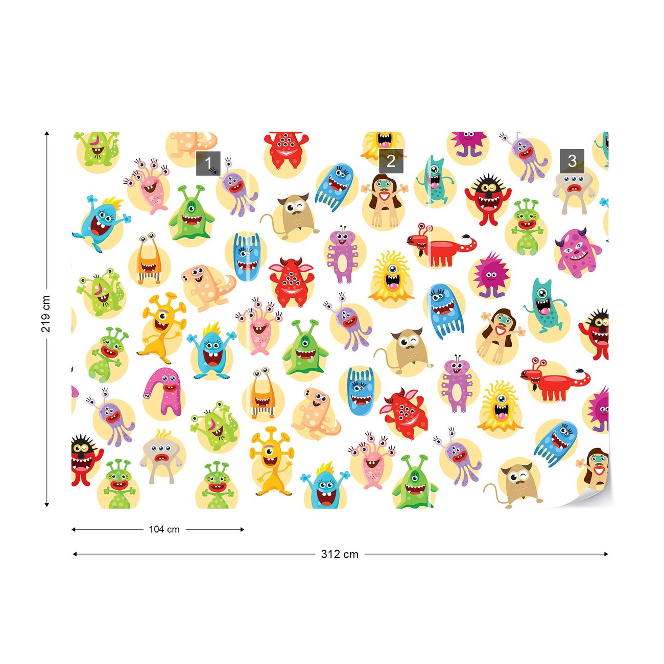 Monsters Pattern Wall Paper Mural | Buy at EuroPosters