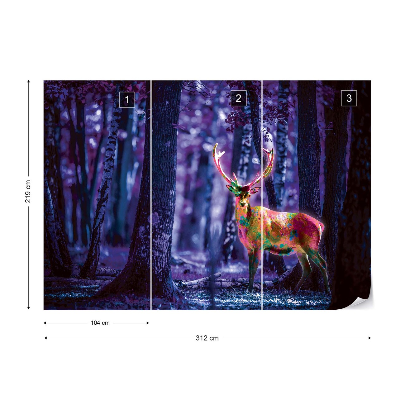 Mystical Stag In Forest At Night Wall Paper Mural | Buy at EuroPosters