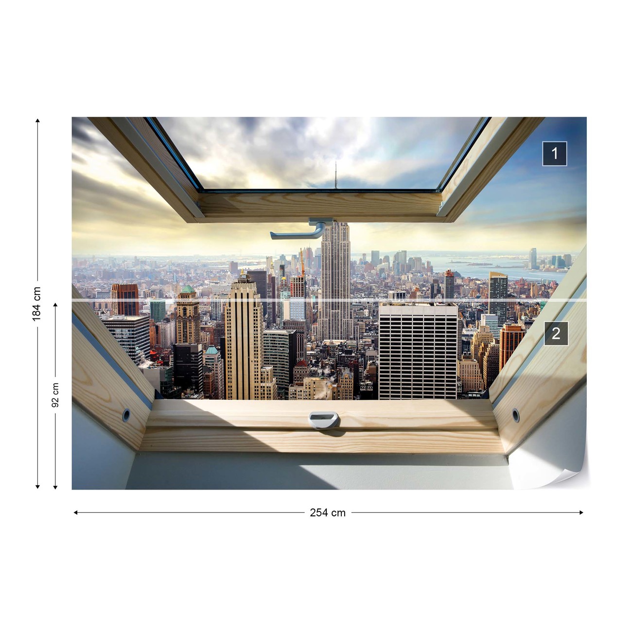 New York City Skyline 3D Skylight Window View Wall Paper Mural | Buy at ...