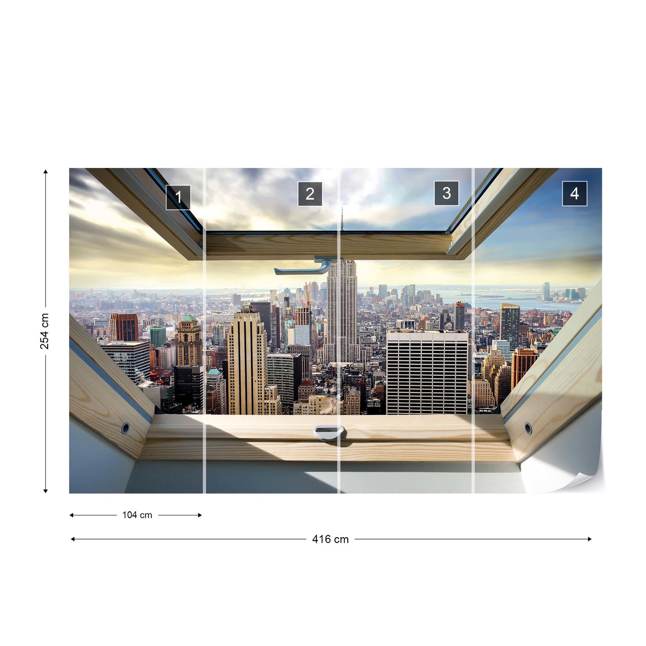 New York City Skyline 3D Skylight Window View Wall Paper Mural | Buy at ...